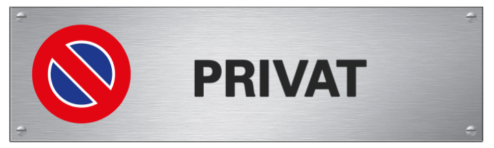 Standard Parkplatzschild, PRIVAT, 1 Symbol – 1 Parkverbot-Symbol